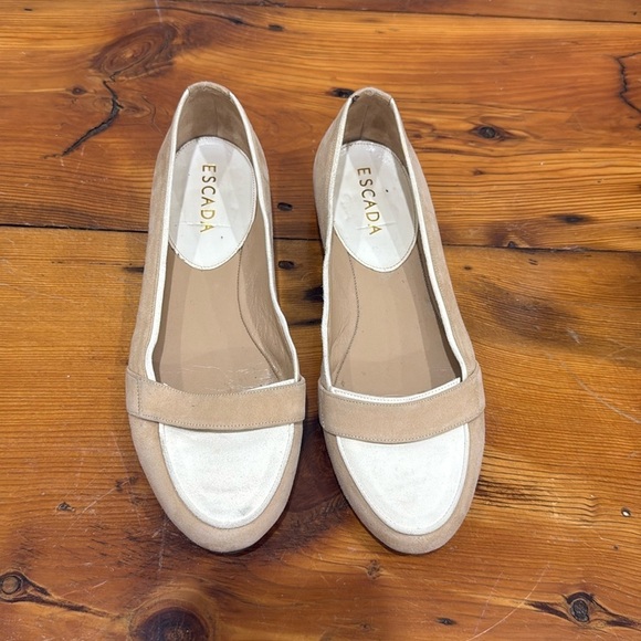 Escada | Shoes | Escada Suede Flats With Small Heel Loafers Shoes Tan ...